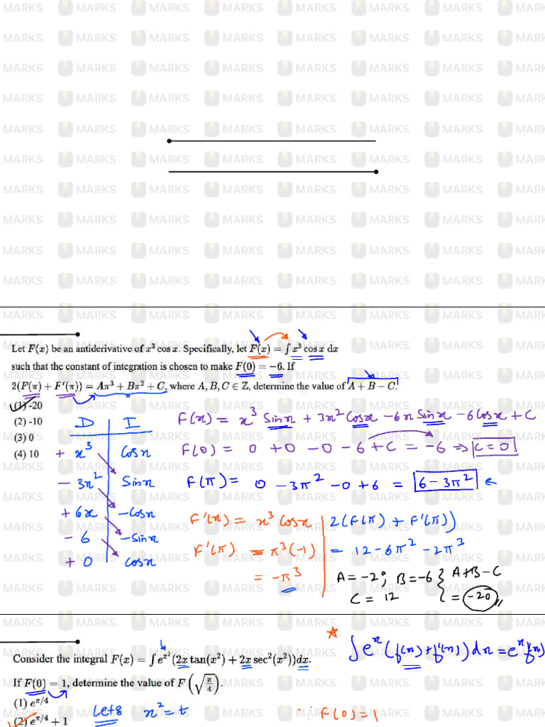 Indefinite Integration Questions Guide | PDF