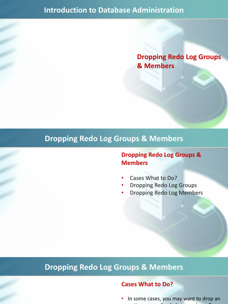 Dropping Redo Log Groups & Members Guide | PDF | Data Management ...