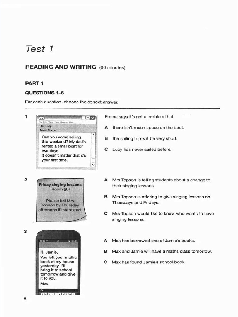 Test 1_Reading and Writing | PDF