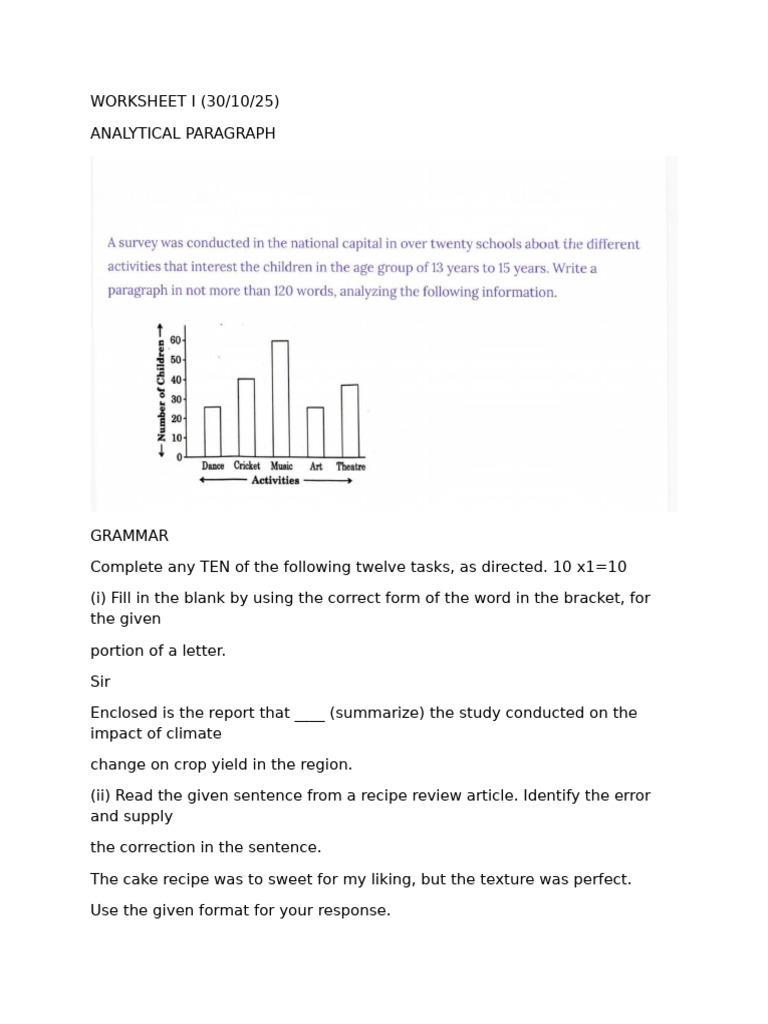 Analytical Paragraph Worksheet 1 | PDF