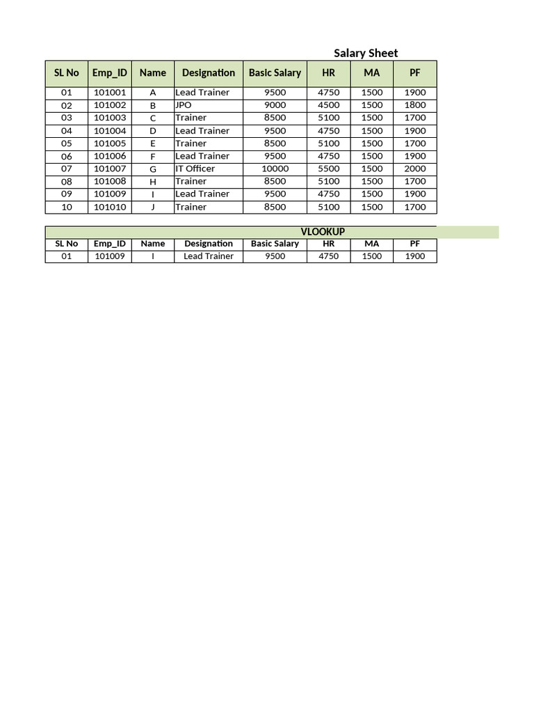 Salary Sheet | PDF