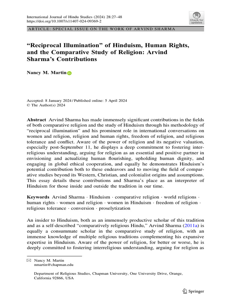 Arvind Sharma's Impact on Hinduism and Human Rights | PDF | Religious ...