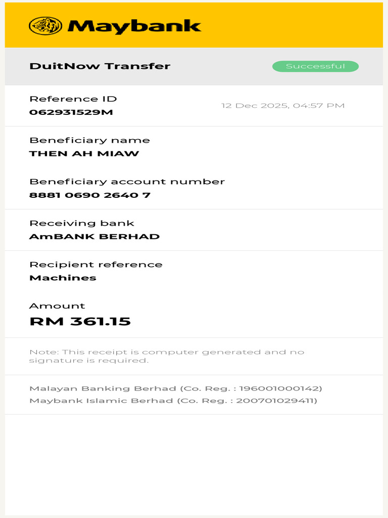 DuitNow Transfer Receipt - 12 Dec 2025 | PDF