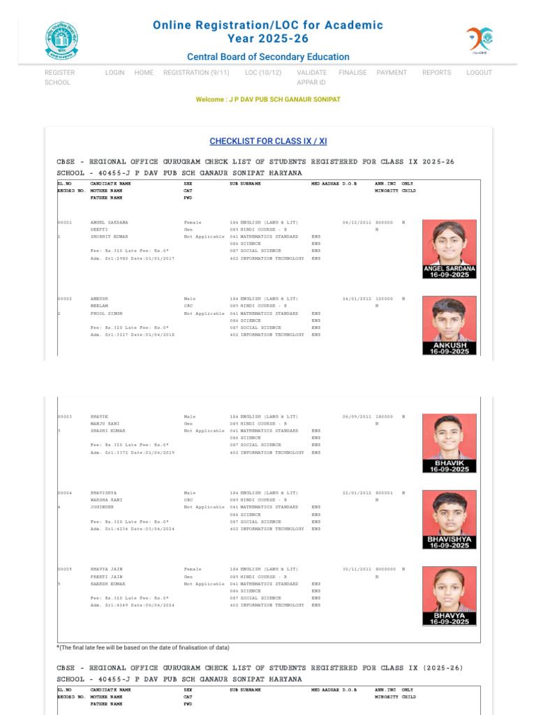 Class IX Registration Checklist 2025-26 | PDF | Government Of India ...