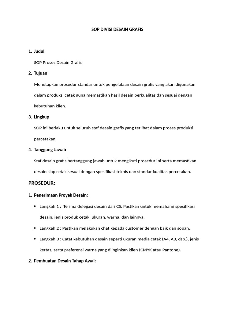 Sop Divisi Desain Grafis | PDF