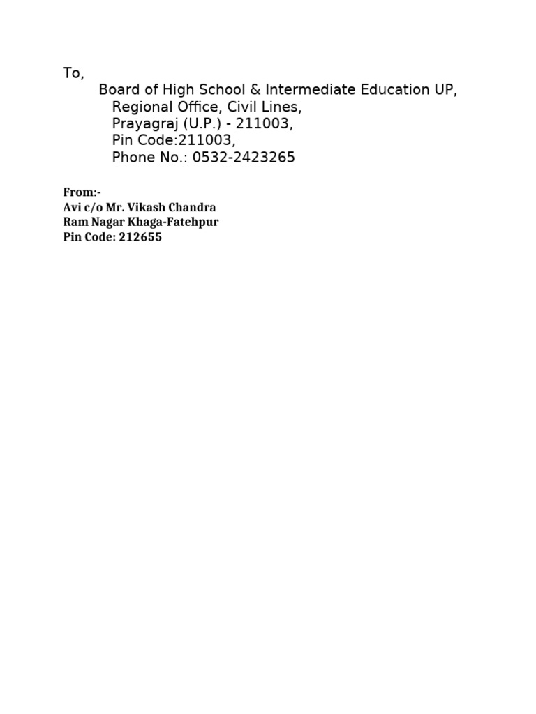 Contact Details for UP Education Board | PDF