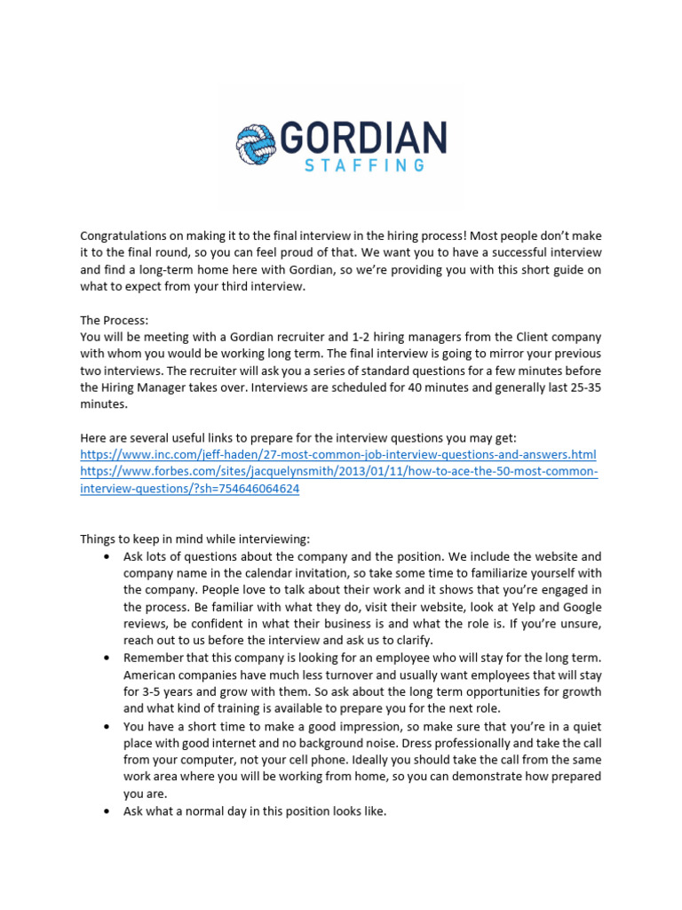 Final Interview Preparation Guide | PDF