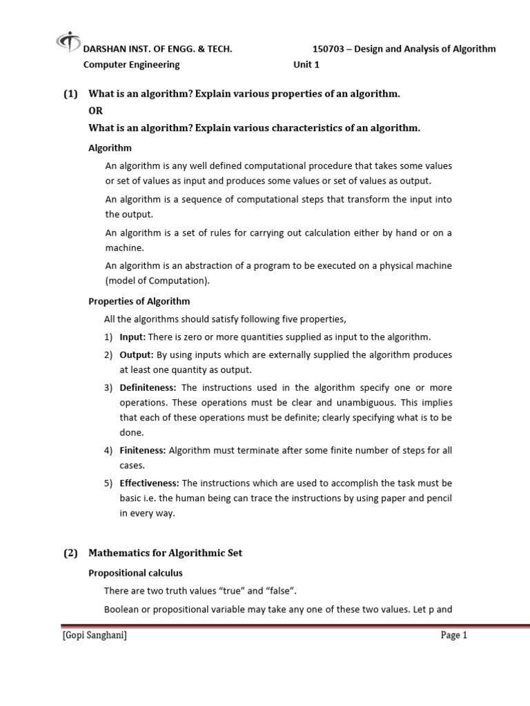 Basics of Algorithms and Mathematics | PDF | Set (Mathematics) | Matrix ...