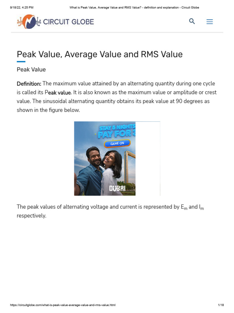 5-Peak Value, Average Value and RMS Value | PDF | Root Mean Square ...