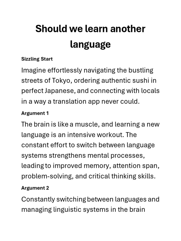 Should We Learn Another Language | PDF