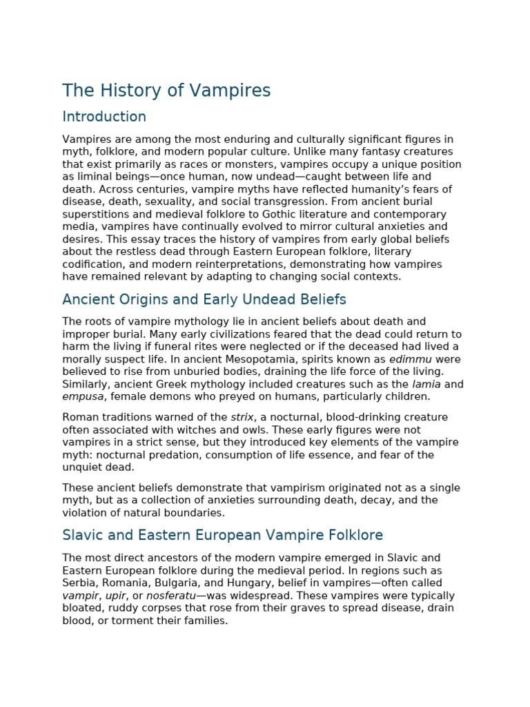 Evolution of Vampire Myths and Culture | PDF | Vampires | Dracula