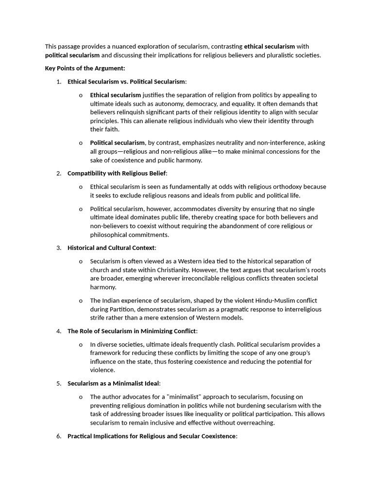 This Passage Provides A Nuanced Exploration of Secularism | PDF ...