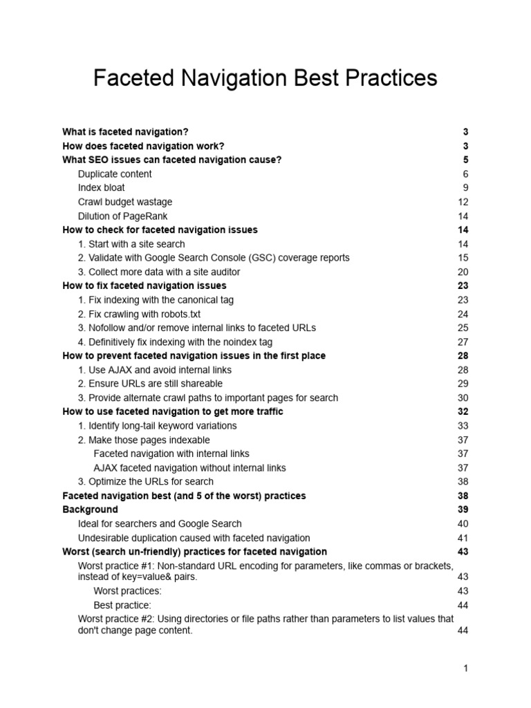 Faceted Navigation Best Practices | PDF | Search Engine Optimization ...