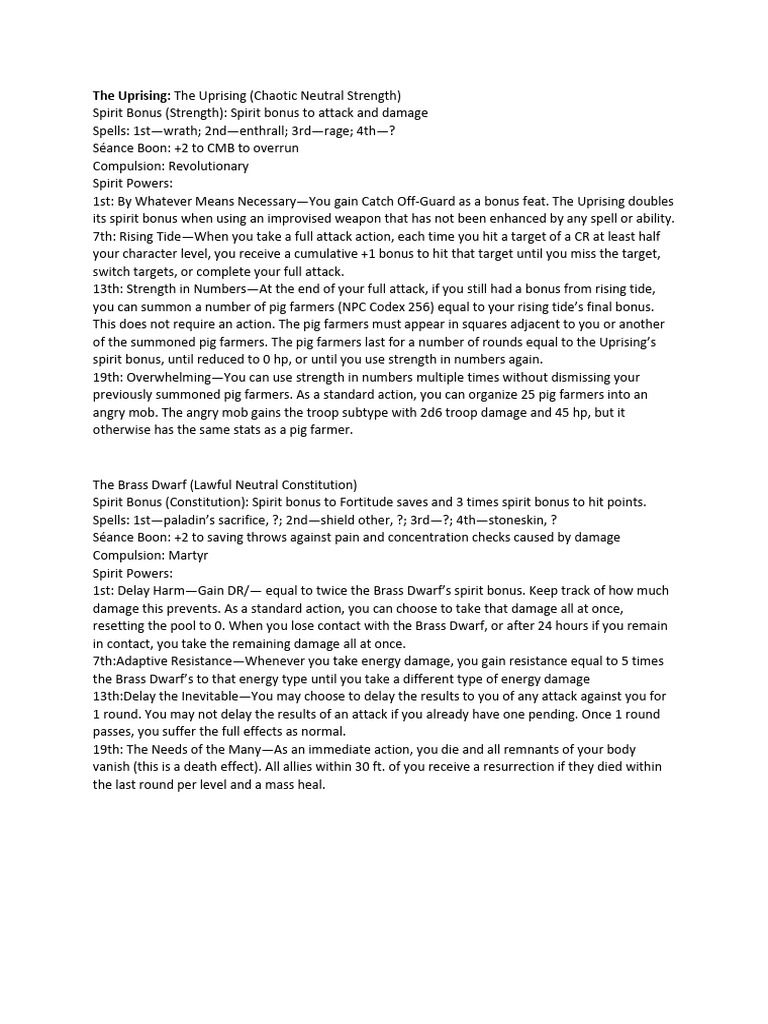 Medium - New Spirits and Feats (PF1e) | PDF