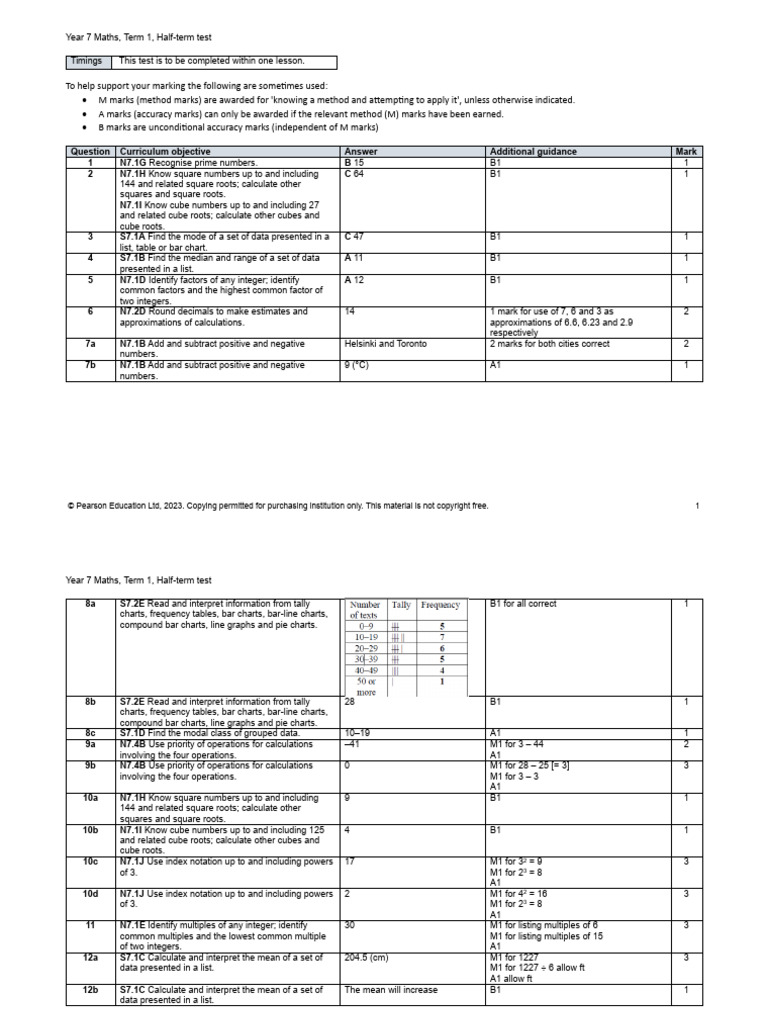 Year 7 Maths Half-Term Test Guide | PDF | Numbers | Number Theory