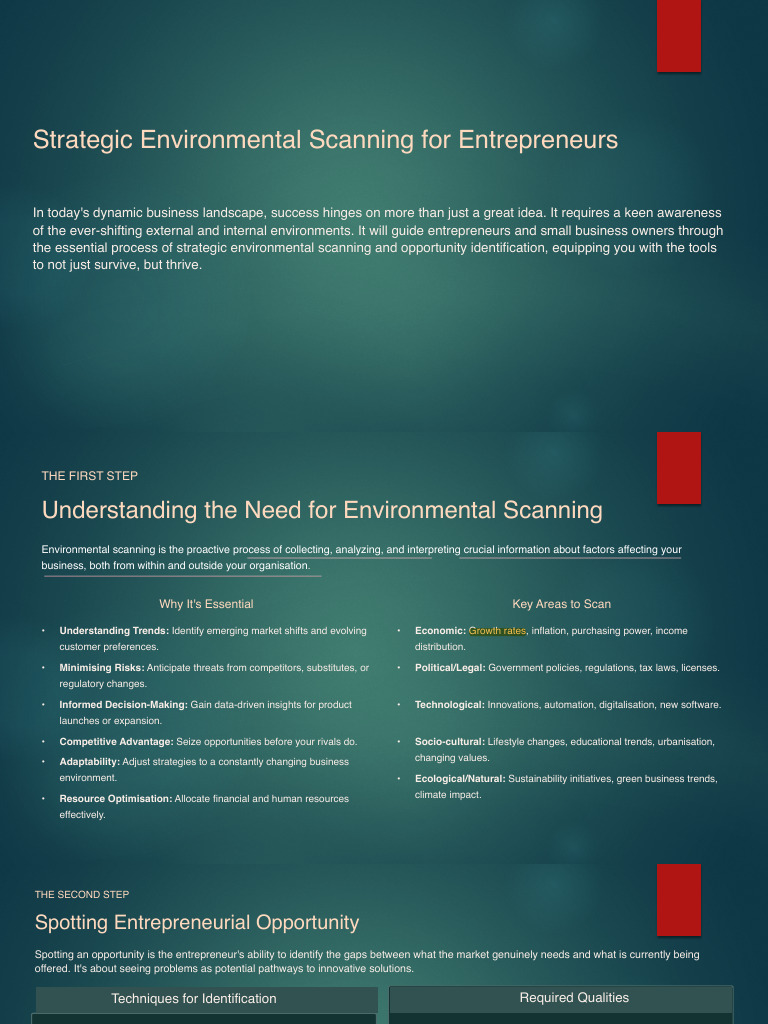 Environmental Scanning for Entrepreneurs | PDF | Entrepreneurship | Business