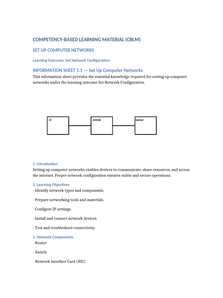 CBLM Set Up Computer Networks | PDF | Computer Network | Ip Address