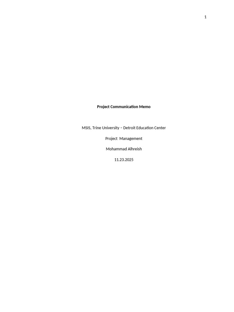 Steps for Change Project Update Memo | PDF
