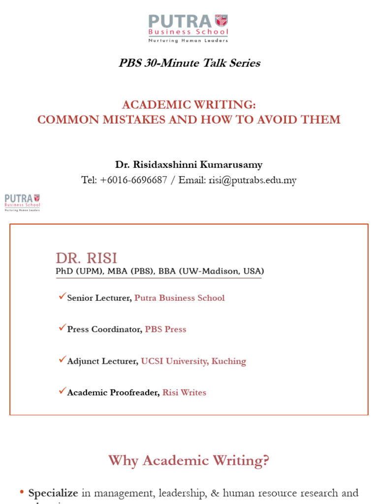 30 Minute Talk 13 Academic Writing Common Mistakes and How to Avoid ...