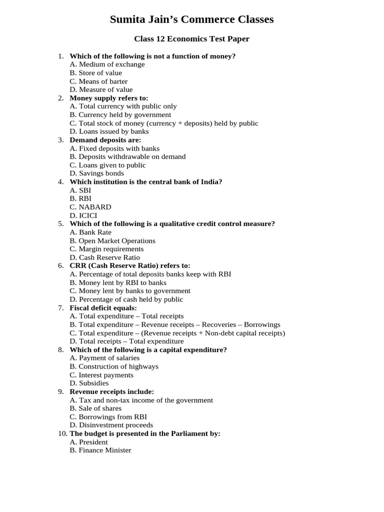 Test Money Banking, Govt - Budget | PDF | Money | Fiscal Policy
