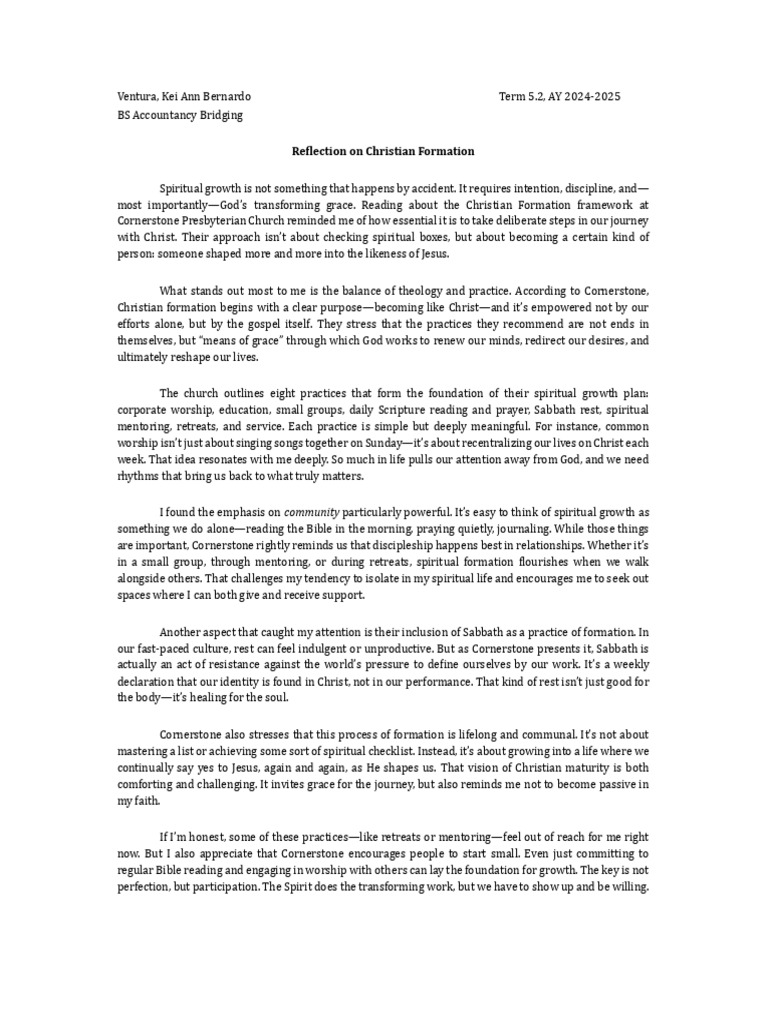Christian Formation Reflection Guide | PDF | Jesus | Prayer