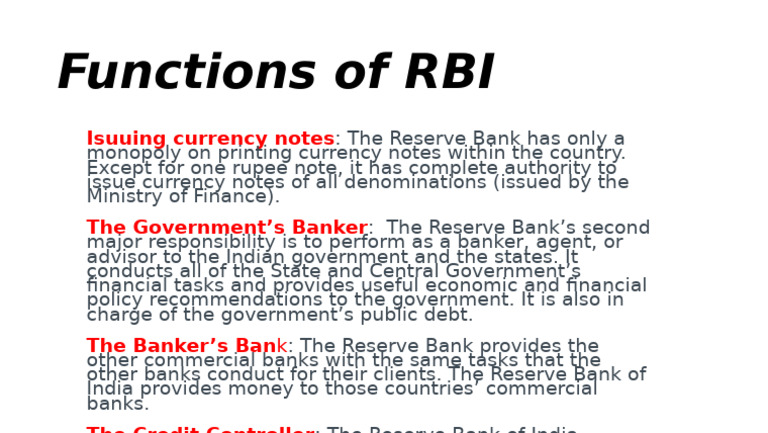 Functions of RBI | PDF