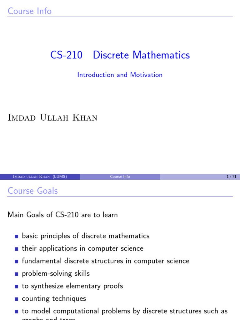 CS210 Slides 00 Introduction Topics Applications | PDF | Discrete ...
