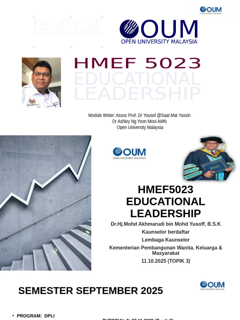 Hmef5023-Educational Leadership 2024- Topik 3 | PDF
