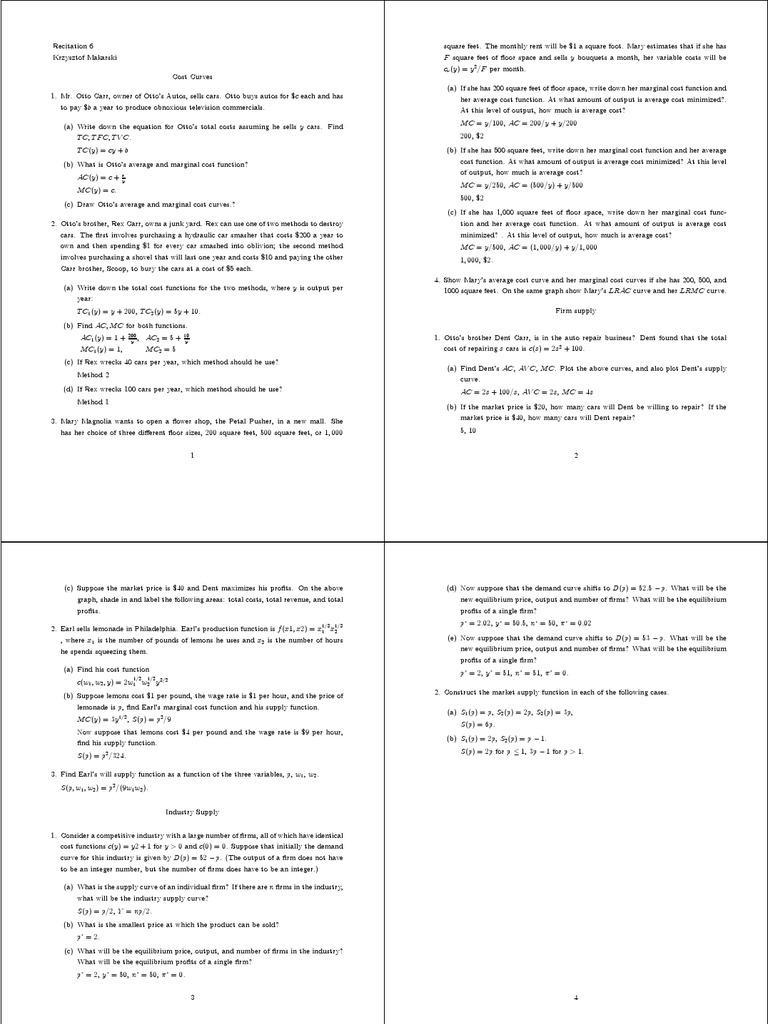Cost Curve | PDF | Average Cost | Economic Equilibrium