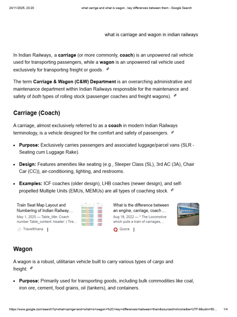 Carriage vs Wagon in Indian Railways | PDF | Railroad Car | Train