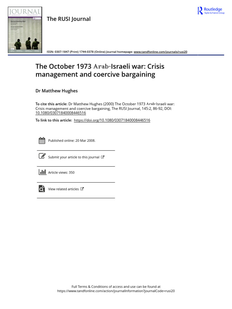 The October 1973 Arab Israeli War Crisis Management and Coercive ...