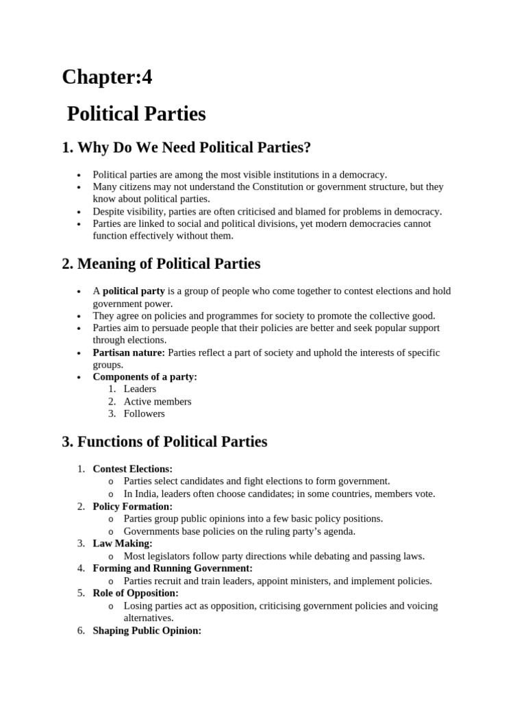 Understanding Political Parties in Democracy | PDF | Political Parties ...