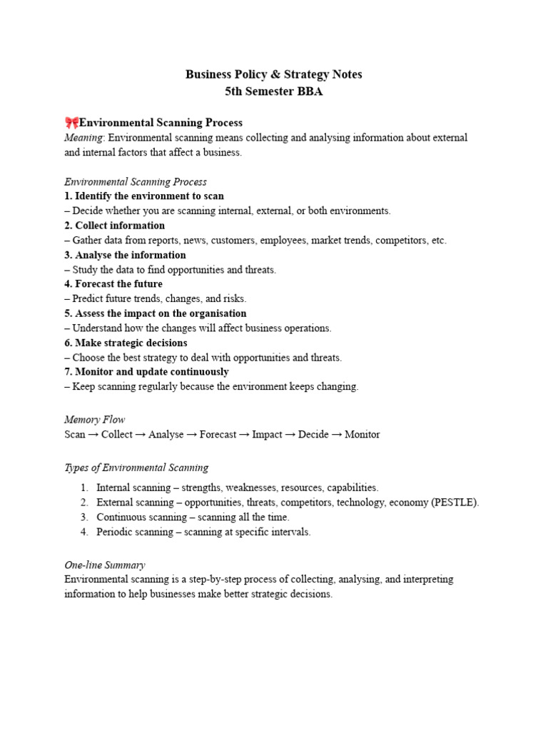 Business Policy & Strategy Notes | PDF | Strategic Management ...