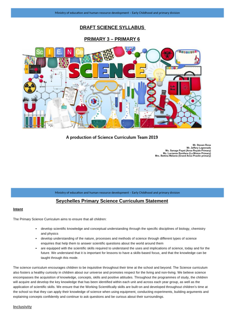Primary Science Curriculum Overview | PDF | Science | Senses