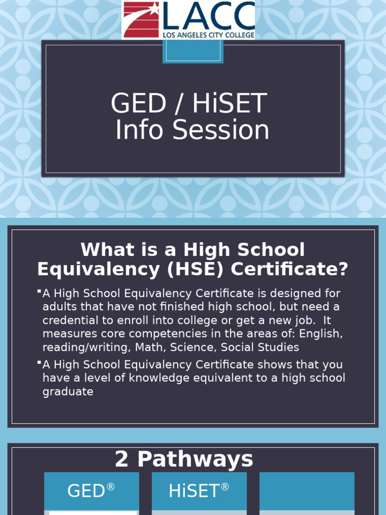 High School Equivalency - California Info | PDF | General Educational ...