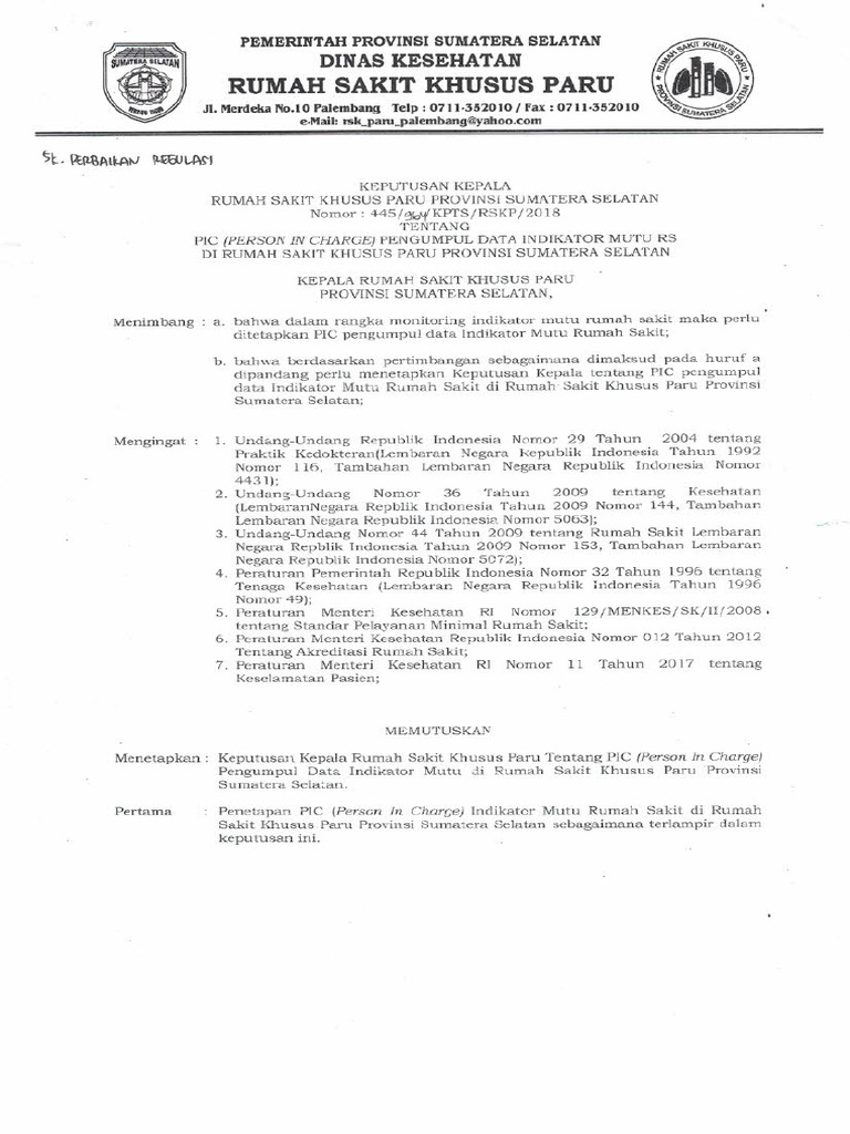 SK Perbaikan Regulasi | PDF