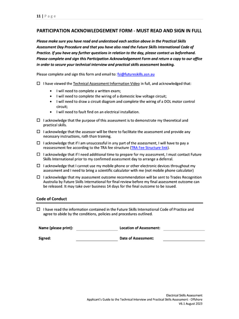 Applicant Guidelines - Acknowledgement Form - Offshore | PDF