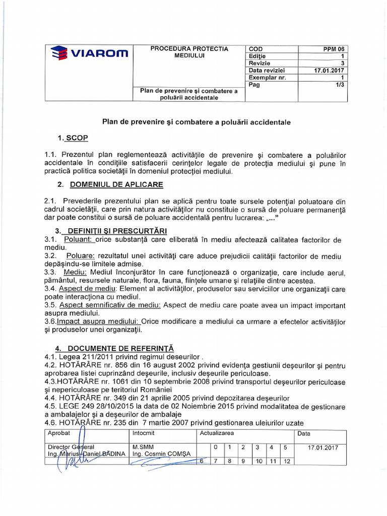 PPM 06 Plan de de Prevenire Si Combatere A Poluarii Accidentale | PDF