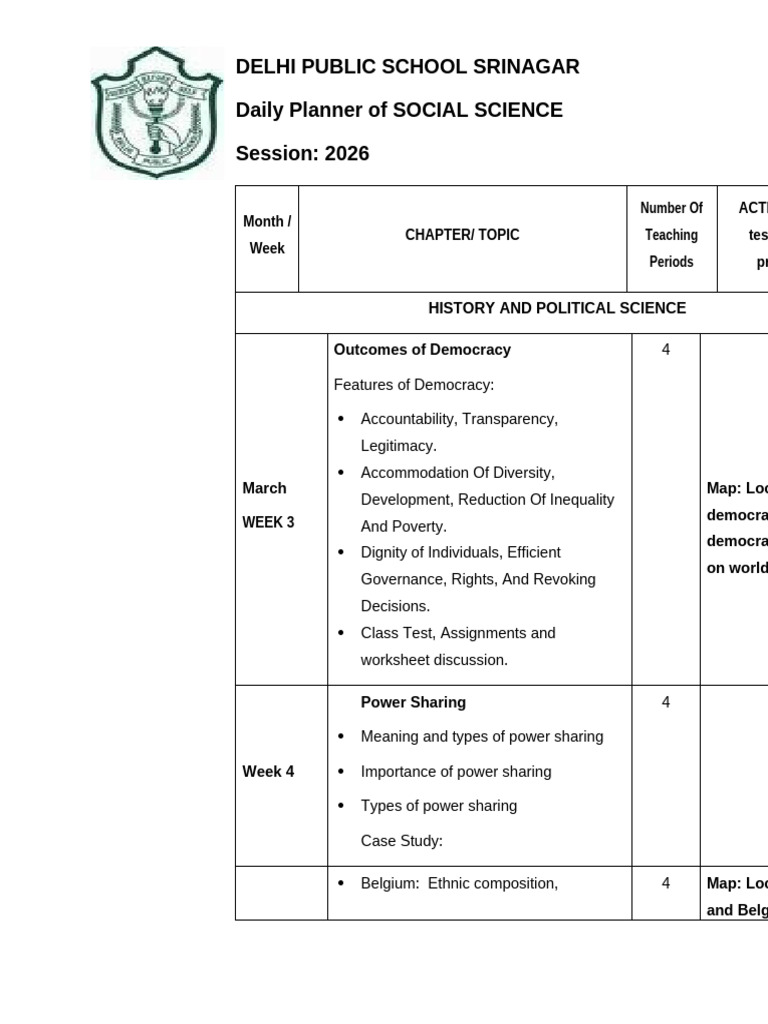 Social Science Daily Planner 2026 | PDF