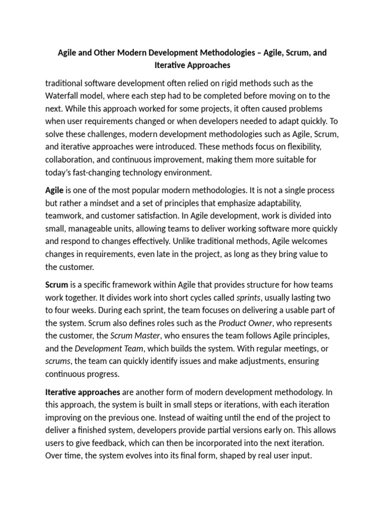 Agile and Other Modern Development Methodologies | PDF | Agile Software ...