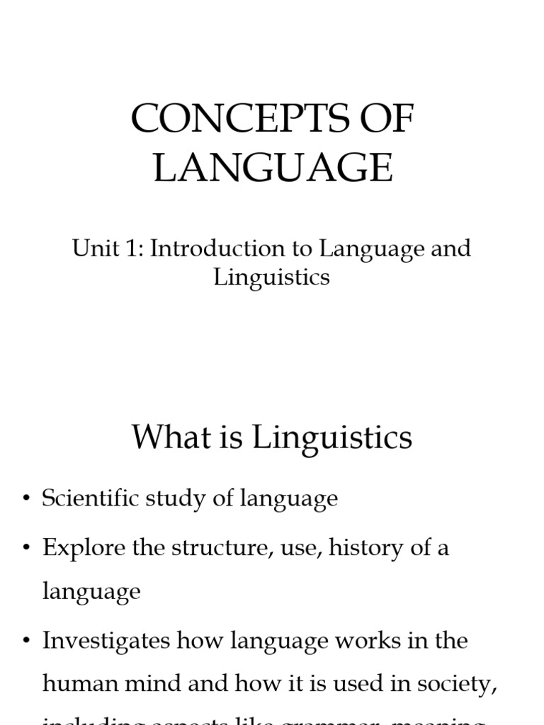 Unit 1 - Language Concepts | PDF | Semantics | Linguistics