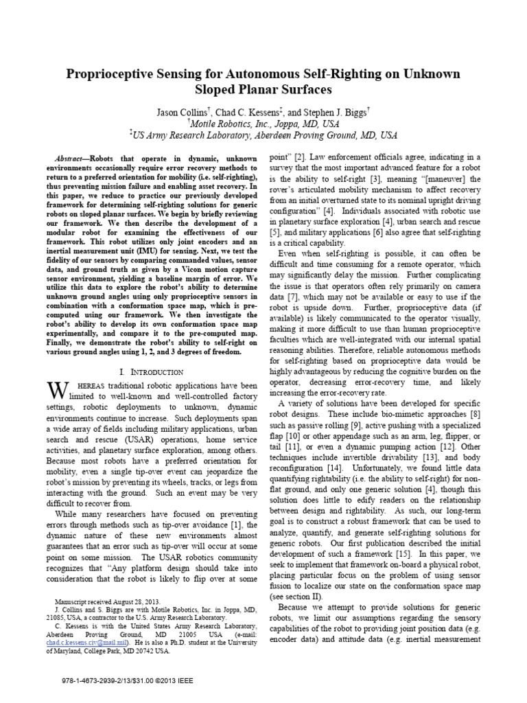 Proprioceptive Self-Righting for Robots | PDF | Standard Deviation | Robot