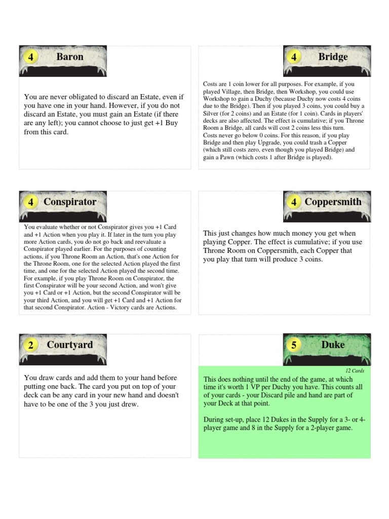 Dominion Intrigue Card Dividers.v3 | PDF | Playing Cards | Consumer Goods