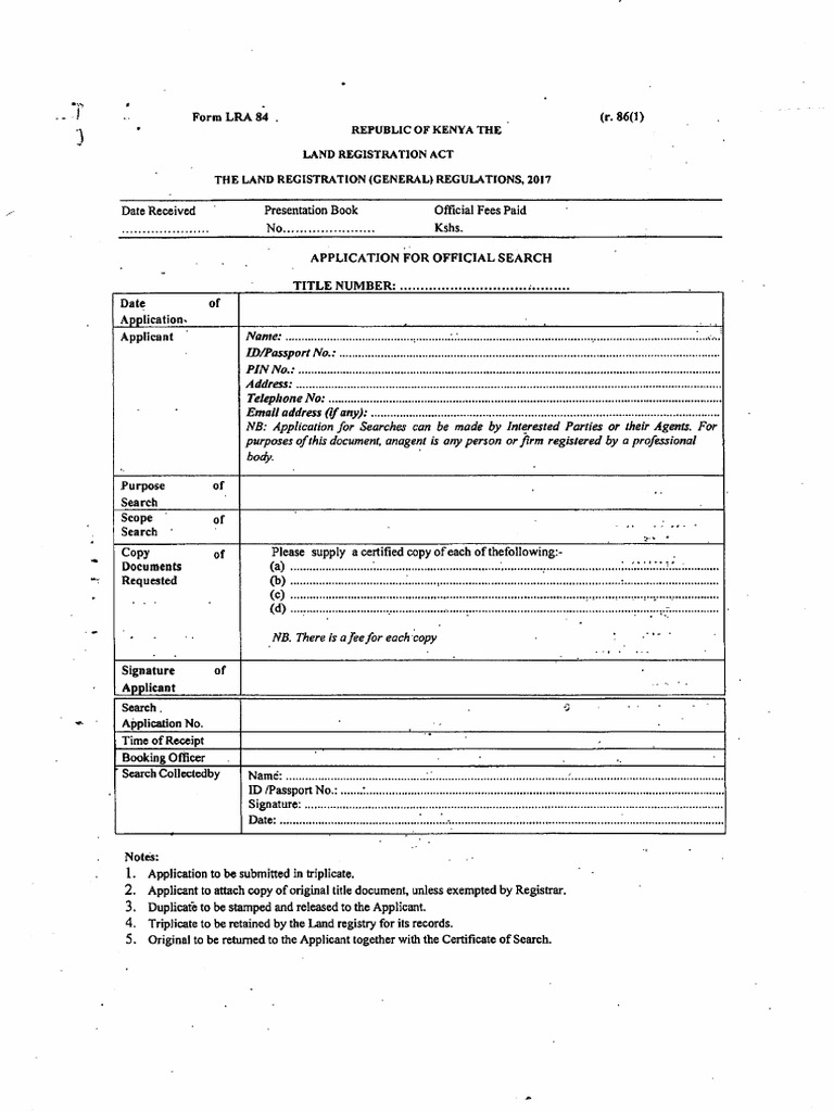 Land Search Form | PDF