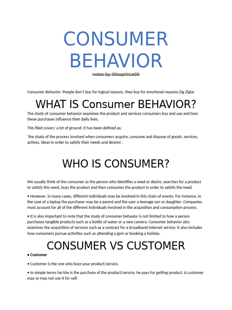 Understanding Consumer Behavior Dynamics | PDF | Marketing | Behavior