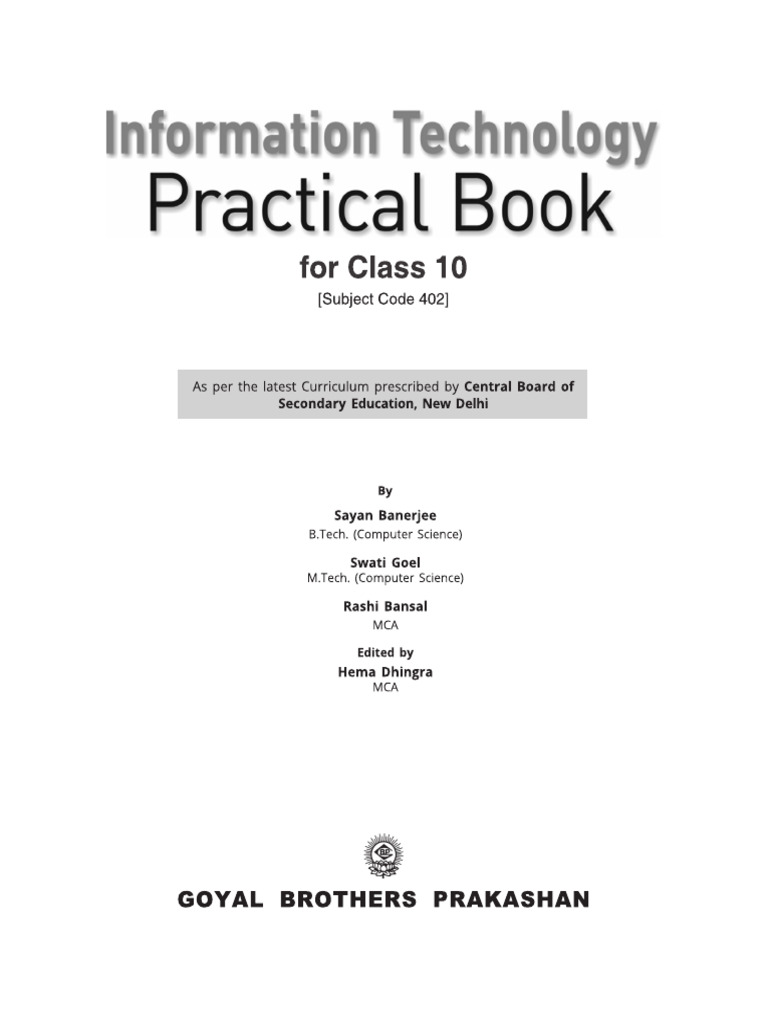 Practical Information Technology Class 10 (Code 402) | PDF