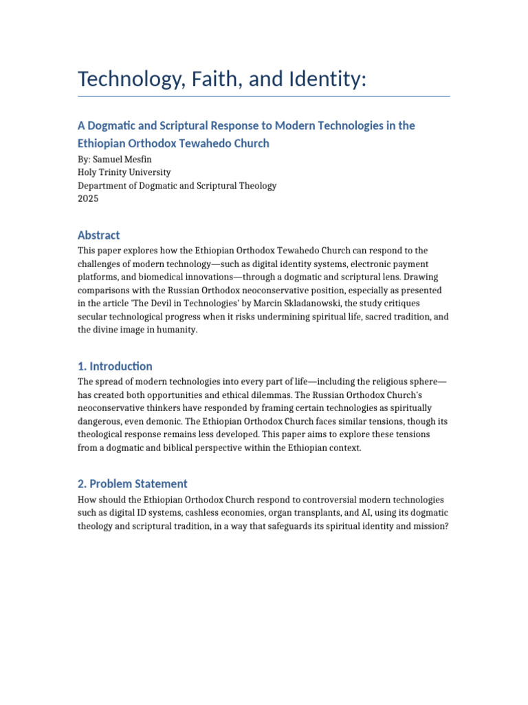 Samuel_Mesfin_Updated_Thesis_With_Synod_Tensions | PDF | Religious ...