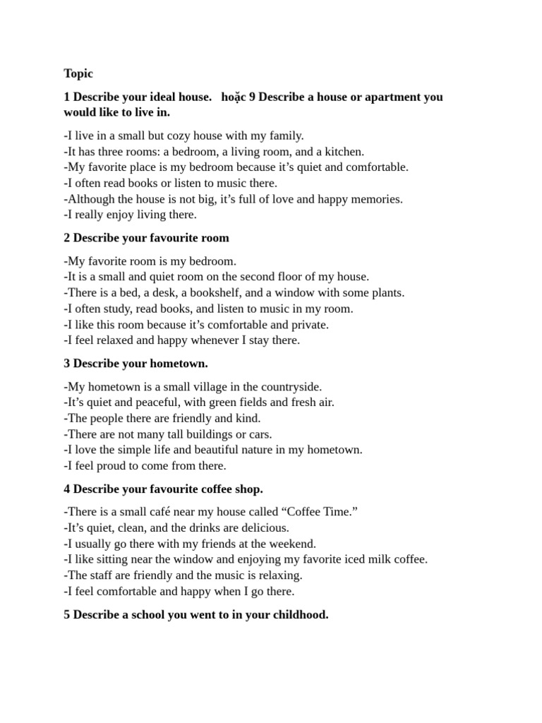 Ideal Home and Favorite Places Described | PDF | Traffic
