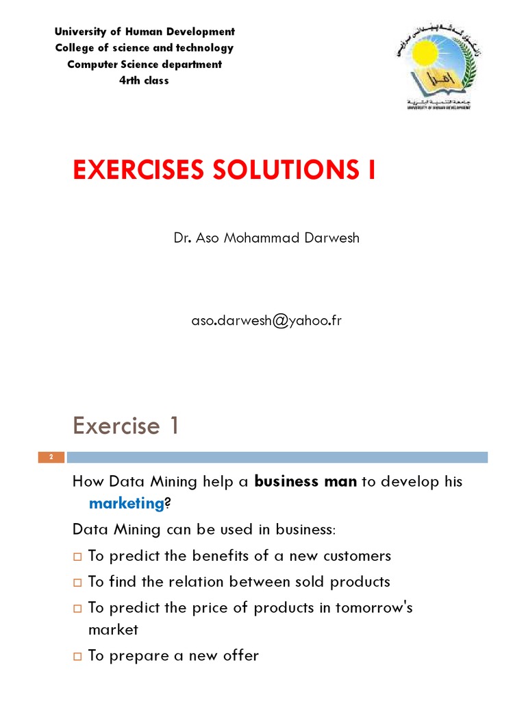 A Exercises Solutions | PDF | Data Mining | Prediction