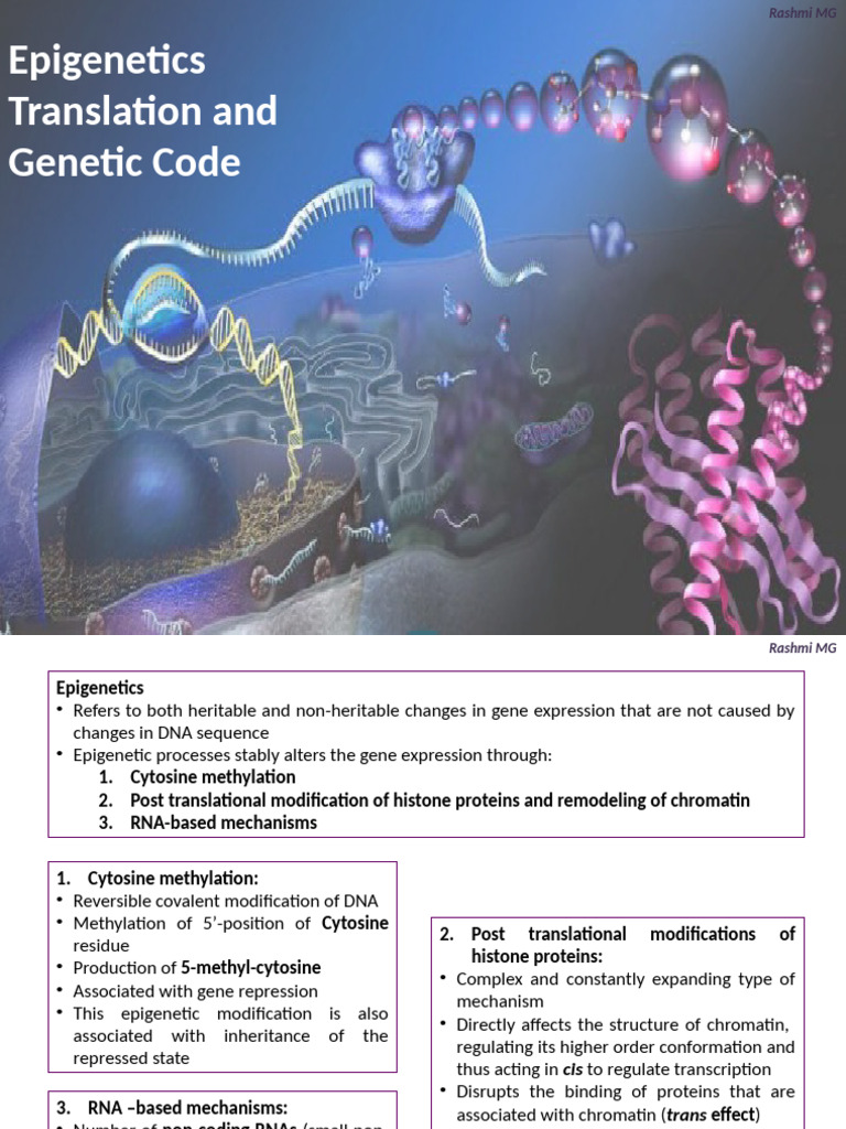 Epigenetics (Protein translation, Genetic code, Translation in ...